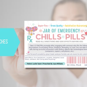 EDITABLE Chill Pill Label, Funny Gag Gift Professional Office Gift ...