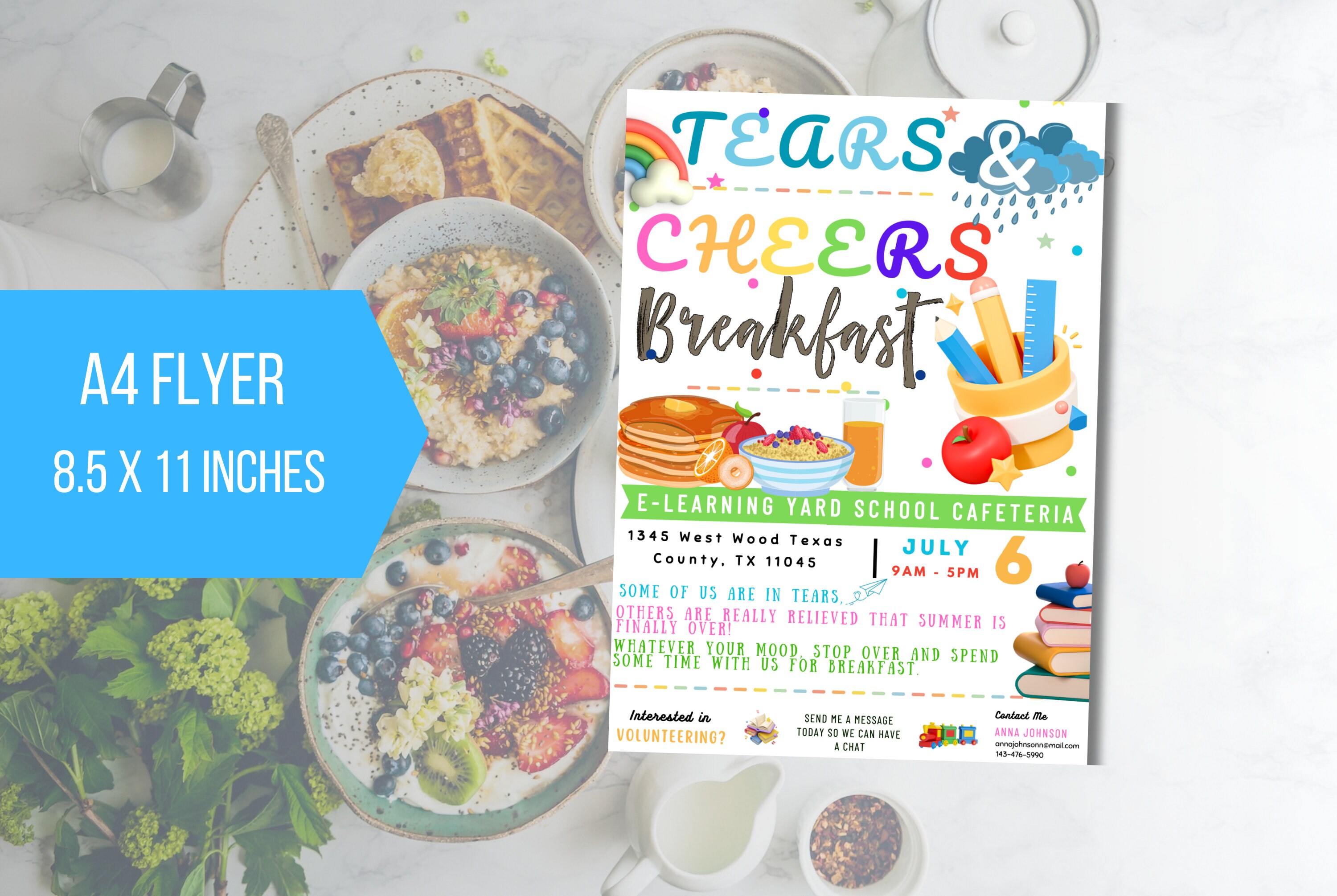 EDITABLE Tears and Cheers Breakfast, Back to School Invite PTA PTO ...