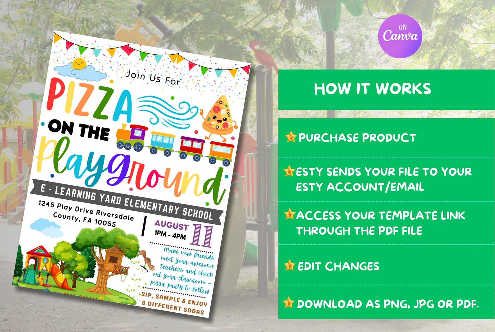 EDITABLE Pizza on the Playground Flyer, Pizza on the Playground Flyer ...