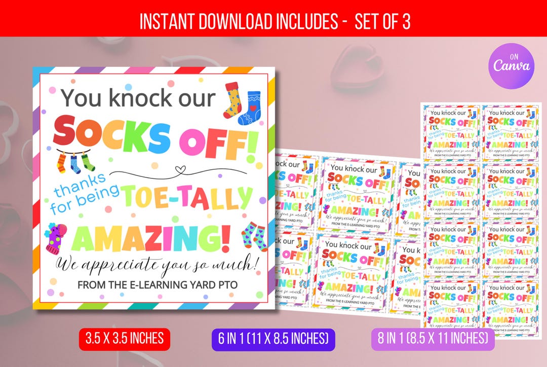 EDITABLE You Knock Our Socks off Tags, Teacher Appreciation Week Socks ...