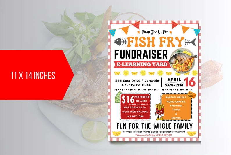 EDITABLE Fish Fry Fundraiser Flyer, Fish Fry Fundraiser Invitation, PTO ...