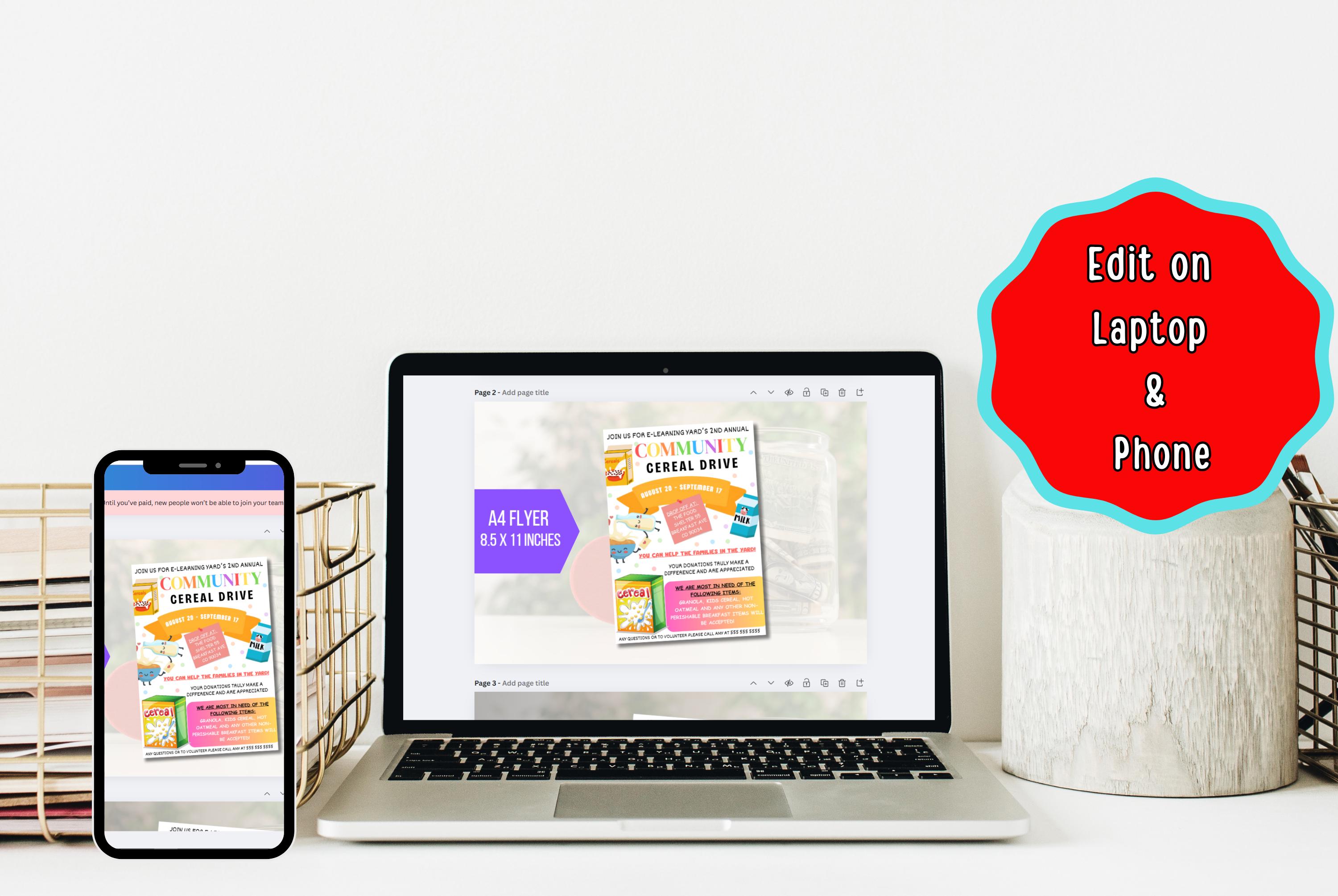 EDITABLE Community Cereal Drive Flyer, Cereal Drive Flyer, PTA PTO ...