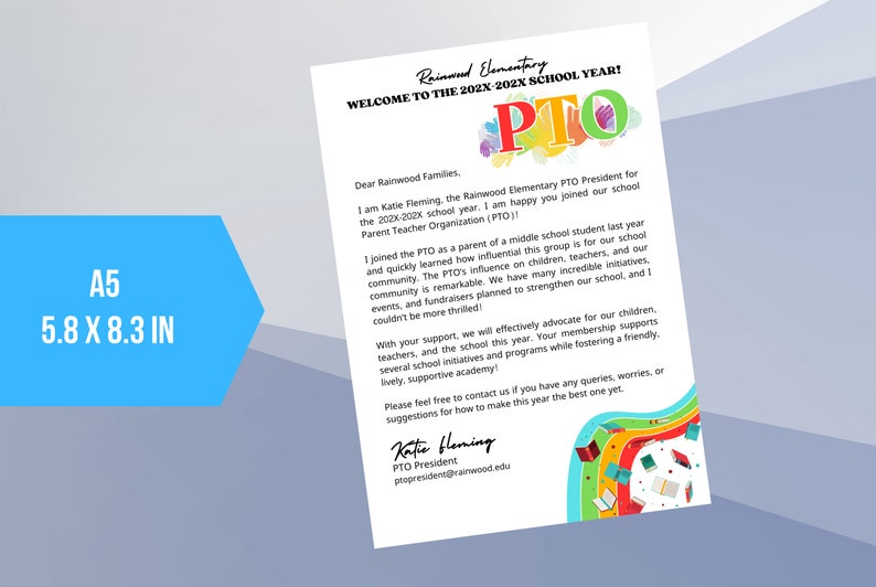 EDITABLE PTO President Letter Pto President Welcome Letter - Etsy