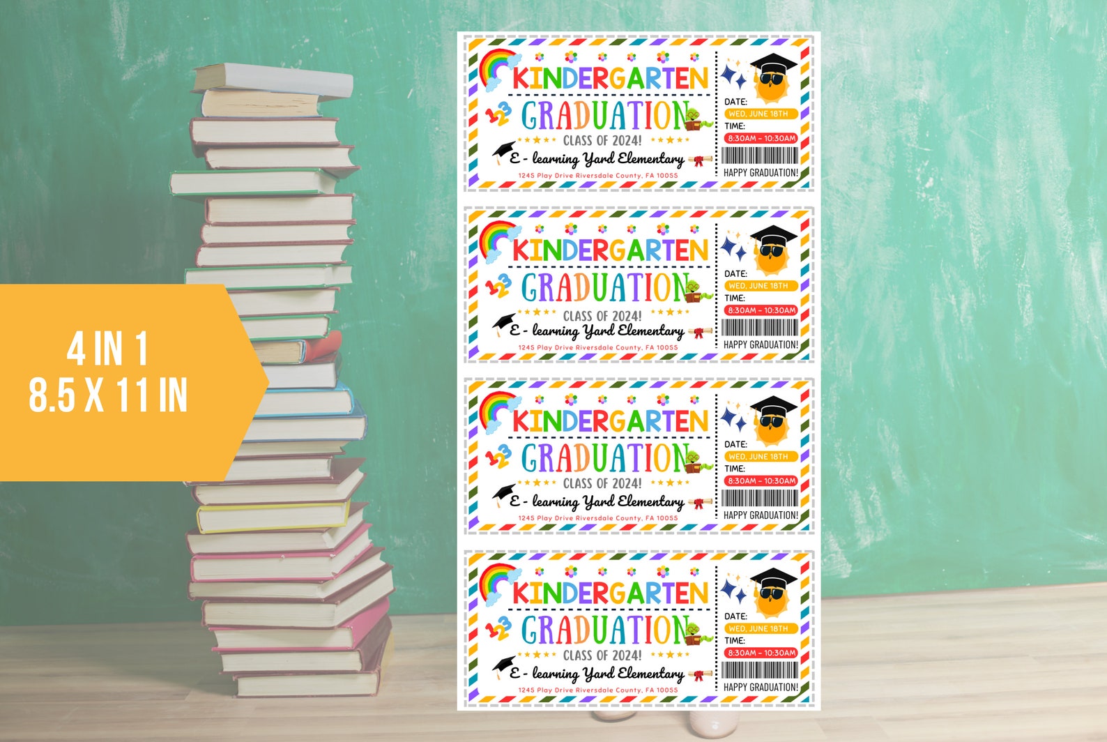EDITABLE Pre School Graduation Ticket, Kindergarten Graduation, School ...