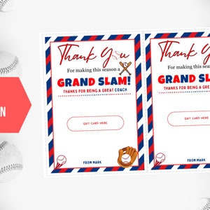 EDITABLE Baseball Coach Appreciation Gift Card, Printable Coach Gift ...
