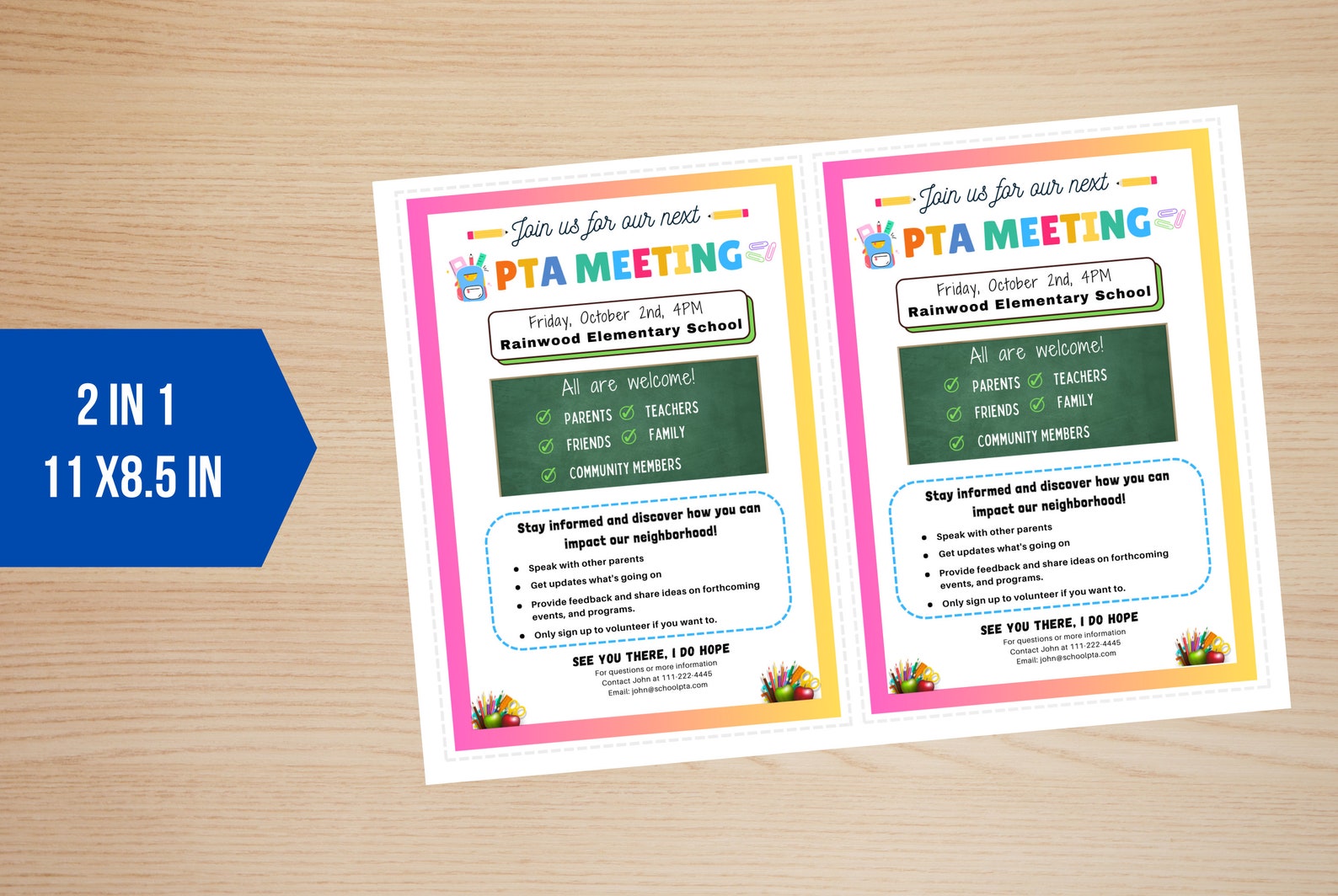 EDITABLE PTA Meeting Handout Flyer, School Information Meeting Flyer ...