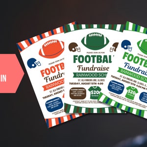 EDITABLE Football Fundraiser Flyer Template, Charity Non Profit Event ...