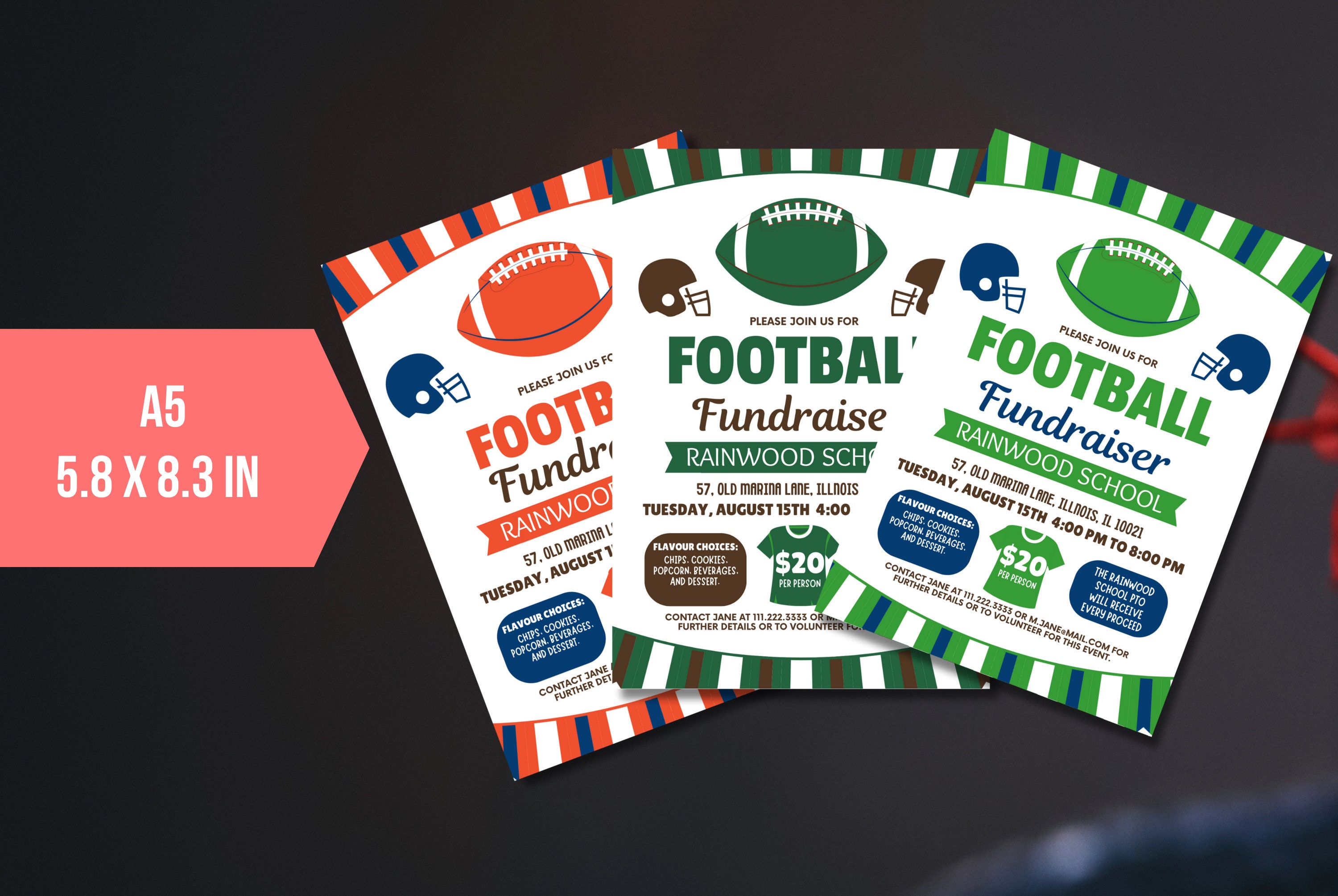 EDITABLE Football Fundraiser Flyer Template, Charity Non Profit Event ...