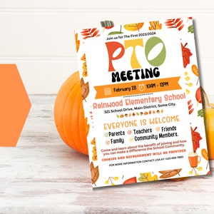 EDITABLE Fall PTO PTA Meeting Handout Flyer, School Information Meeting ...