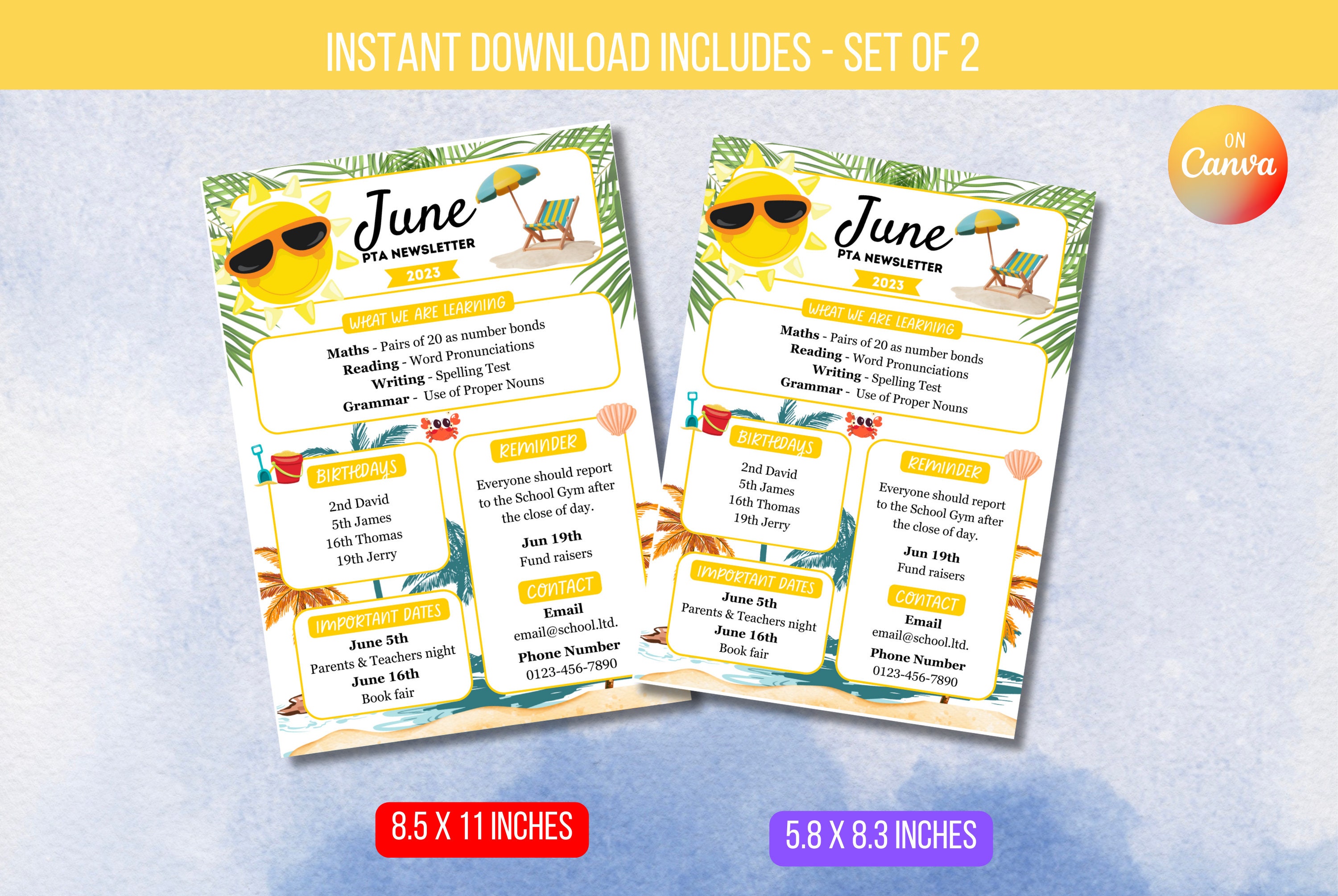 EDITABLE June Newsletter Template, Classroom Printable Handout Flyer ...