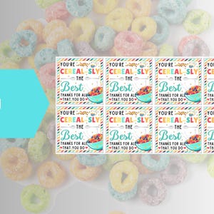EDITABLE You Are Cereal-sly the Best Tag, Teacher Appreciation Cereal ...