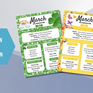 EDITABLE Monthly Newsletter Flyer Template, Classroom Printable Handout ...