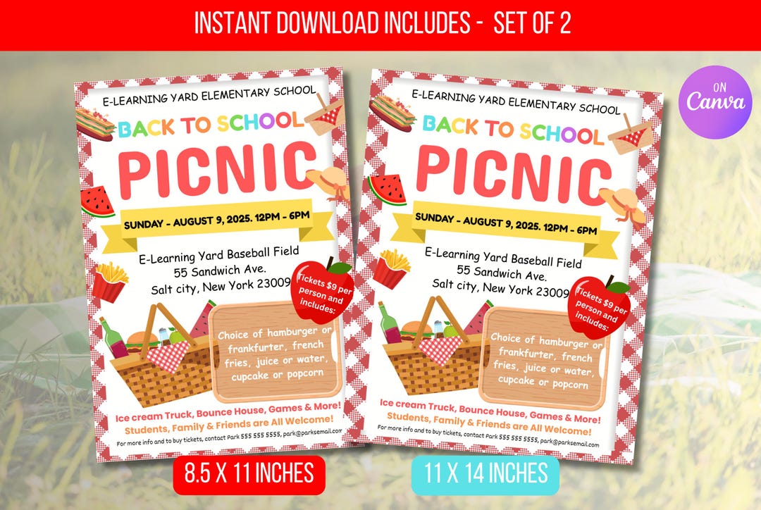 EDITABLE Back to School Picnic Invite, School Picnic Party Invite, End ...