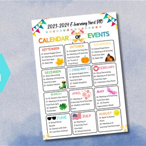 EDITABLE PTO Monthly Event Calendar Flyer Template, Year at a Glance ...