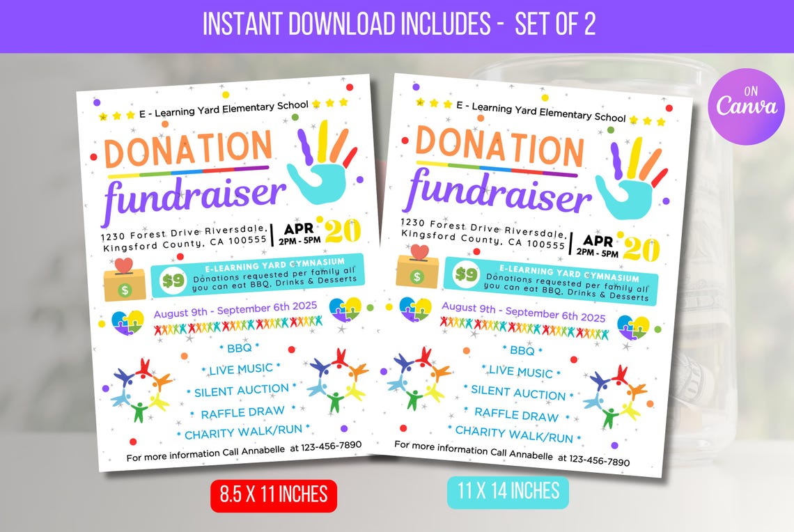 EDITABLE PTO PTA Donation Fundraiser Flyer Template, Fundraiser Flyer ...