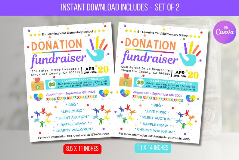 EDITABLE PTO PTA Donation Fundraiser Flyer Template, Fundraiser Flyer ...