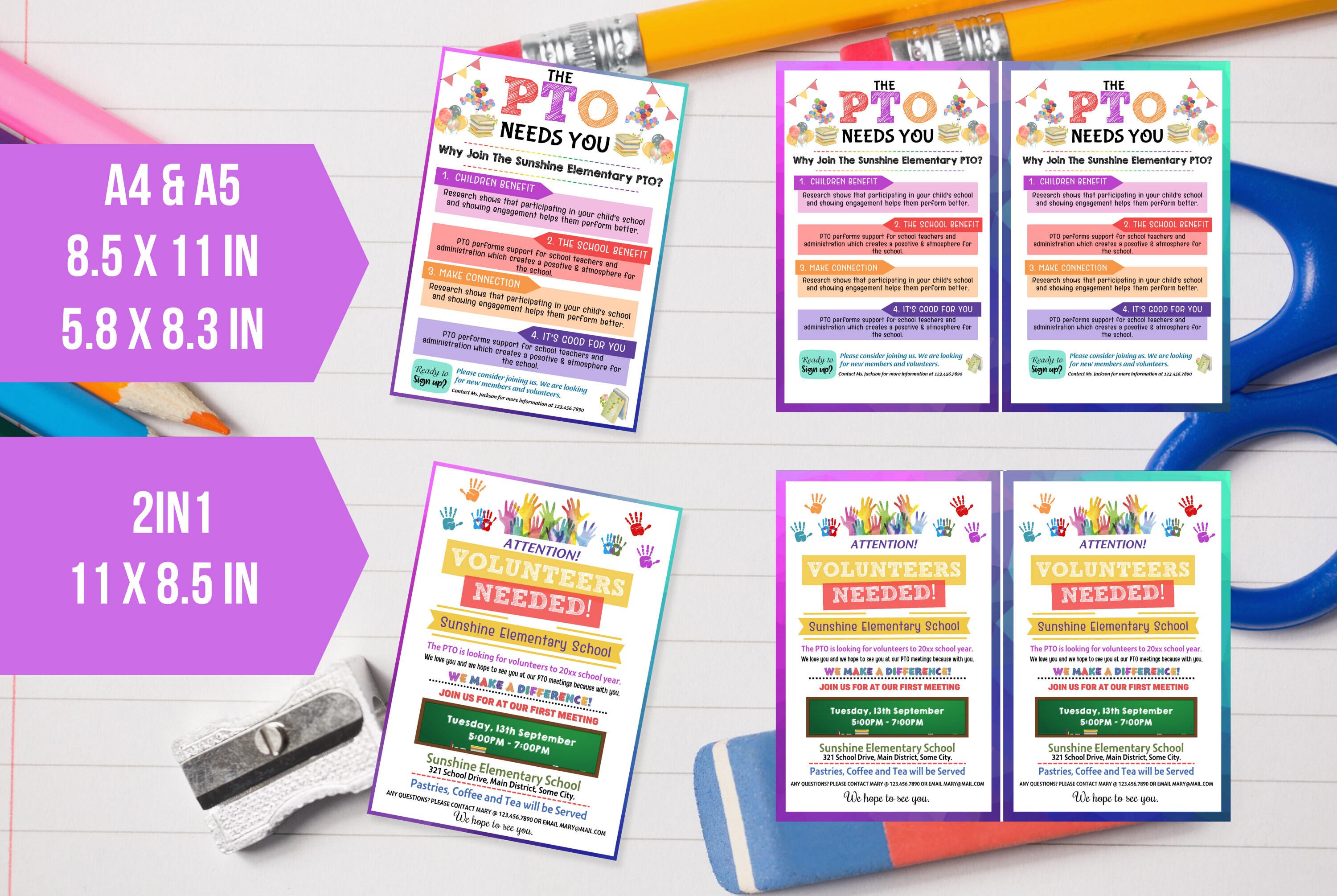 EDITABLE PTO Flyer Bundle Printable School PTO Information - Etsy