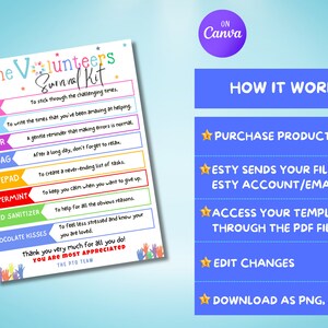 EDITABLE Volunteer Survival Kit Template, Volunteer Thank You Gift ...