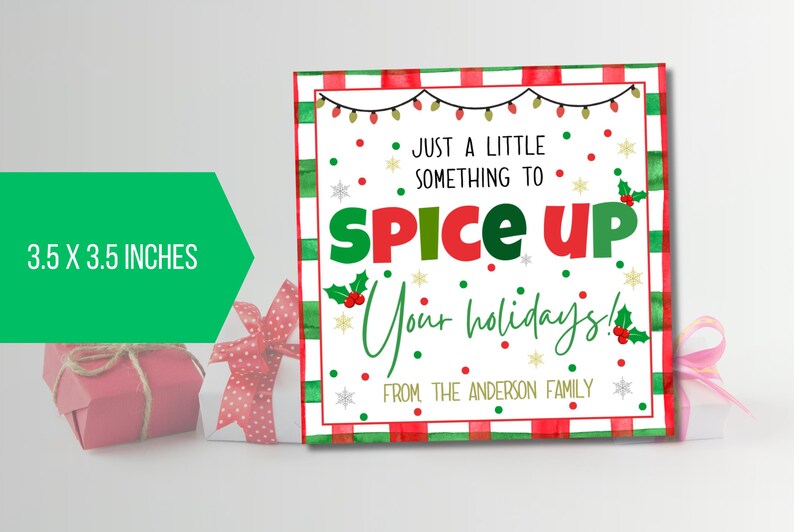 EDITABLE Spice up Your Holiday, Christmas Gift Tags, Seasonings Gift ...