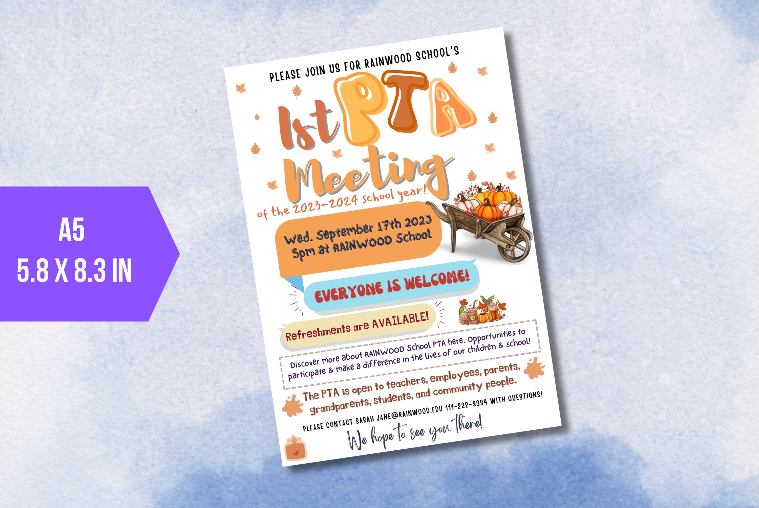 EDITABLE PTA Meeting Handout Flyer School Information Meeting - Etsy