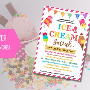 EDITABLE Ice Cream Social Flyer, School Appreciation Week, Ice Cream ...