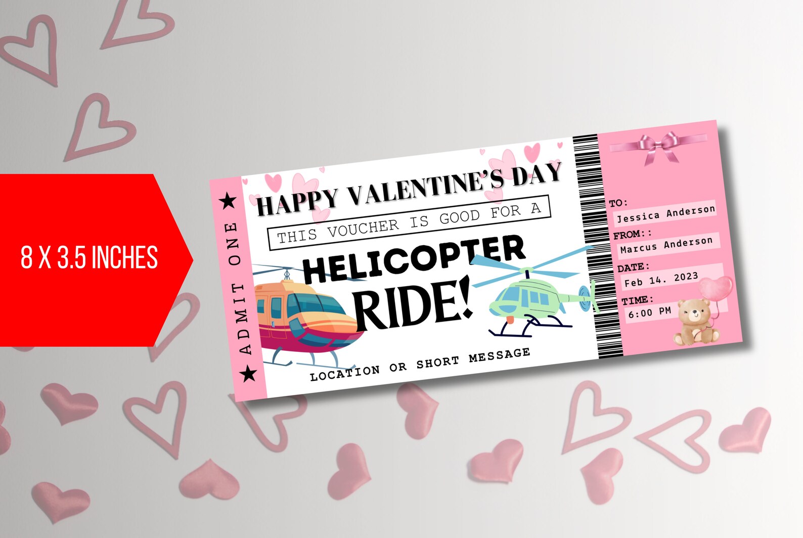 EDITABLE Valentines Day Helicopter Ride Ticket Template Personalized ...