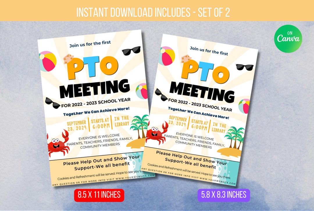 EDITABLE June PTO Meeting Handout Flyer, School Information Meeting ...