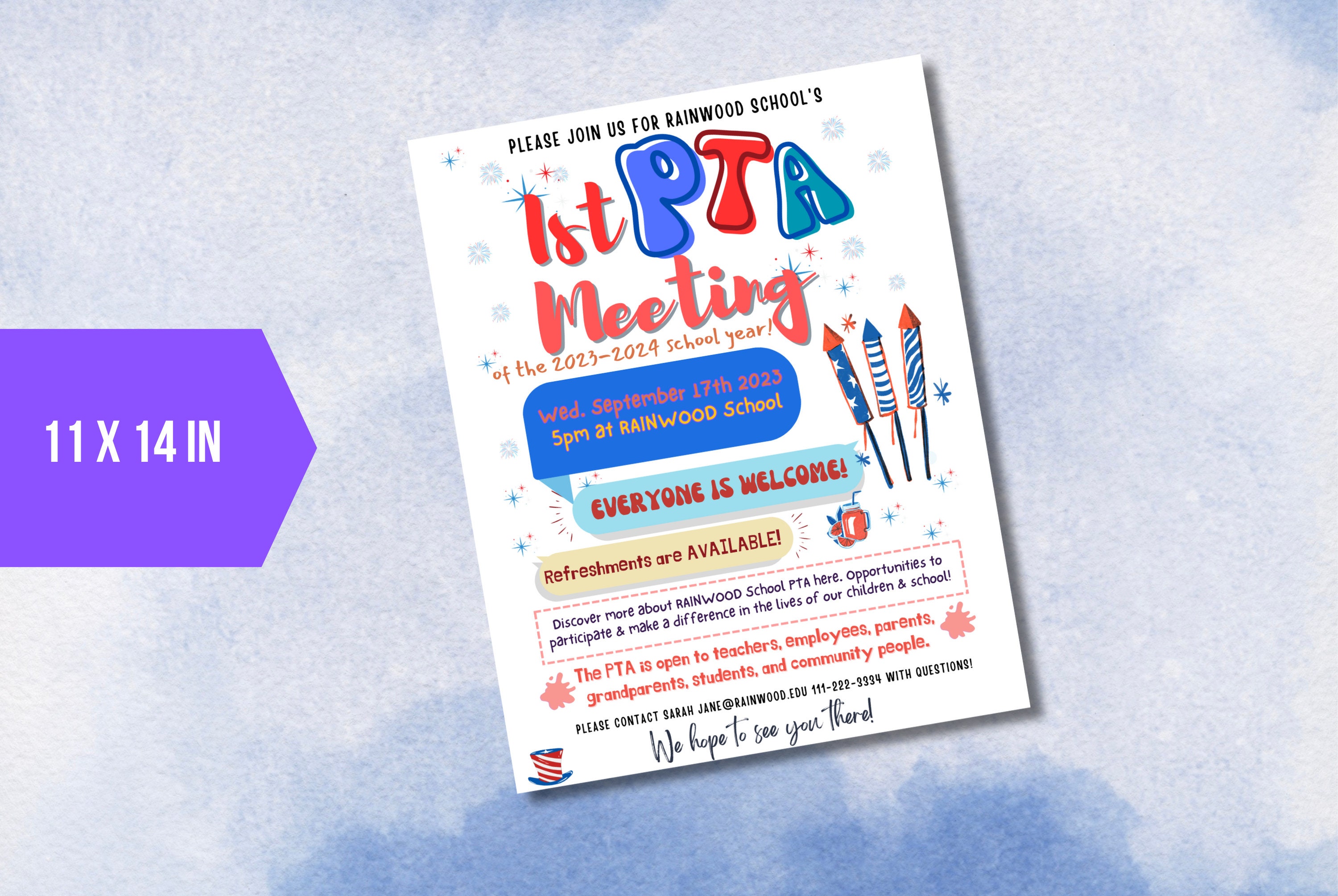 EDITABLE PTA Meeting Handout Flyer School Information Meeting - Etsy