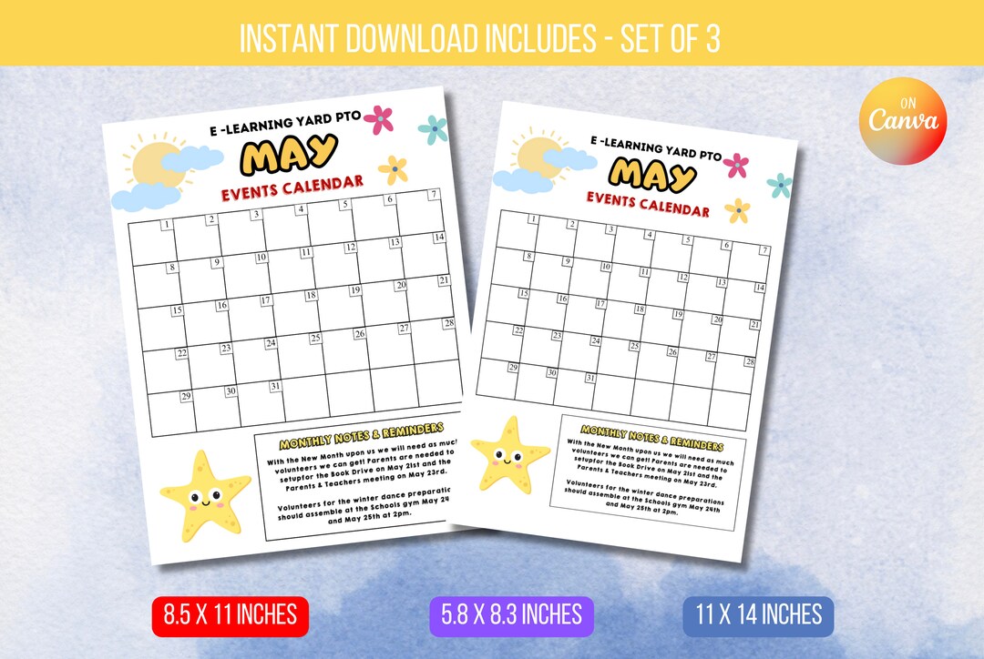 EDITABLE Monthly Event Calendar Flyer Template, Year at a Glance ...