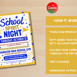 EDITABLE School Spirit Flyer, School Spirit Night Party, Spirt Night ...