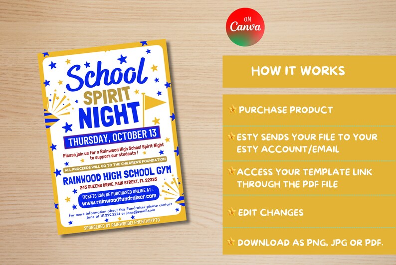 EDITABLE School Spirit Flyer, School Spirit Night Party, Spirt Night ...