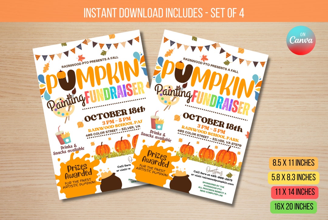 EDITABLE Pumpkin Painting Fundraiser Invitation Flyer, School Event ...