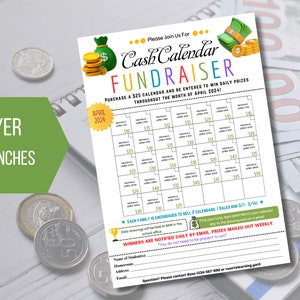 EDITABLE Cash Calendar Fundraiser Flyer Template, School Non-profit ...