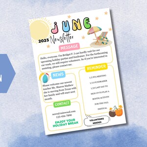 EDITABLE June PTO Newsletter Template, Classroom Printable Handout ...