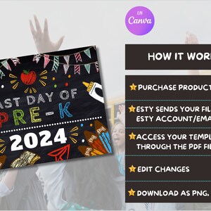 EDITABLE Last Day of Kindergarten, End of School Chalkboard Sign ...