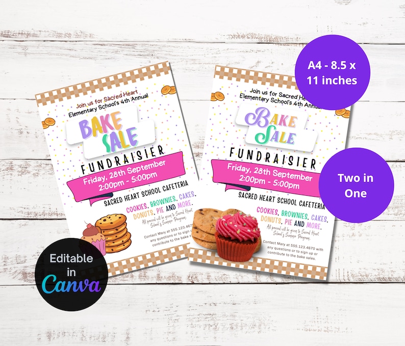 Bake Sale Flyer, Event Flyer, Bake Sale Flyer, Editable Canva - Etsy