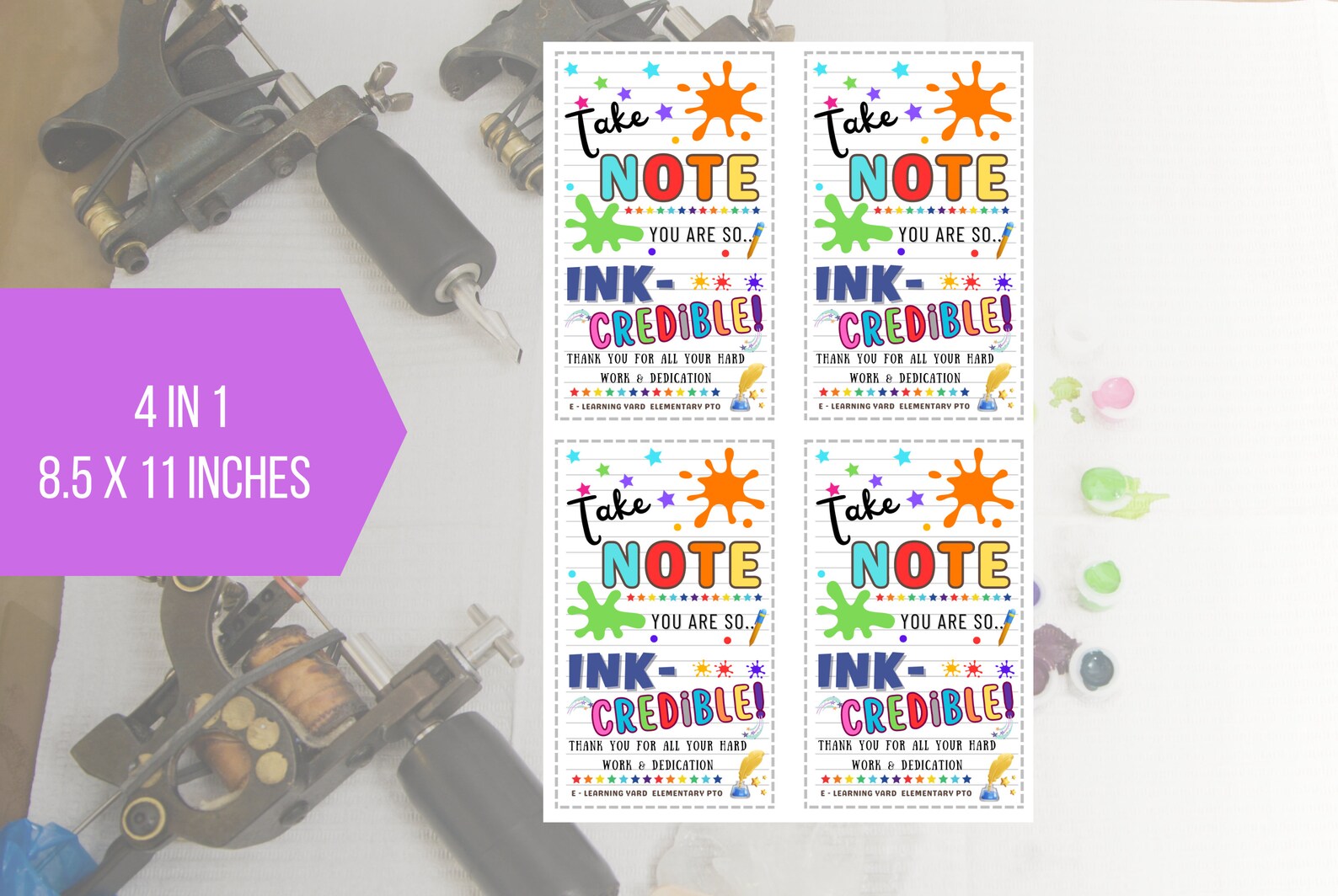 EDITABLE Thank You Gift Tags, Take Note You Are Ink-credible, Teacher ...