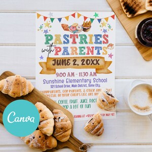 EDITABLE Pastries With Parents, PTA/PTO Breakfast School Fundraiser ...