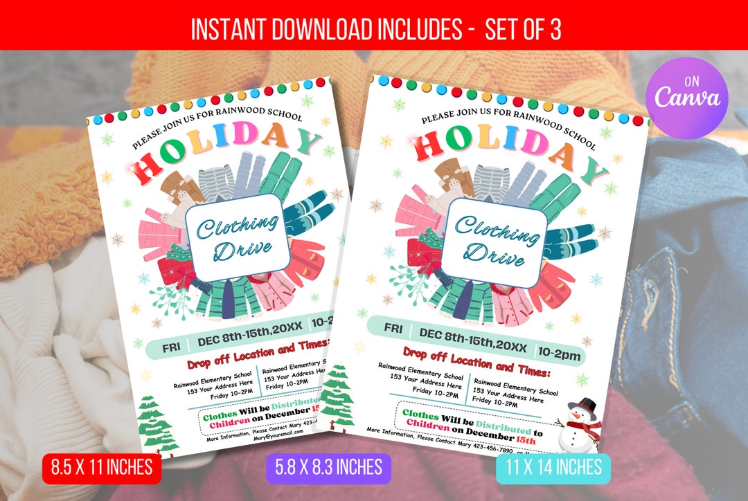 EDITABLE Clothing Drive Flyer, Printable PTA PTO Flyer, School Church ... EDITABLE Clothing Drive Flyer, Printable PTA PTO Flyer, School Church ...