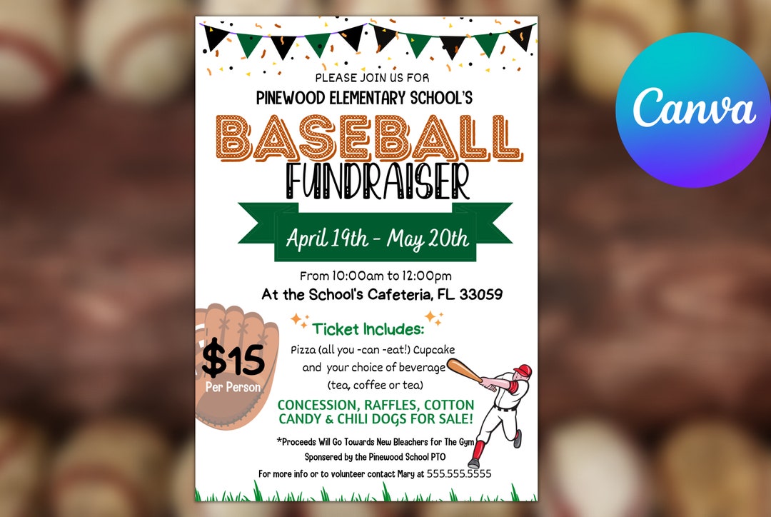 EDITABLE Baseballs Fundraiser Flyer Template, Charity Non Profit Event ...