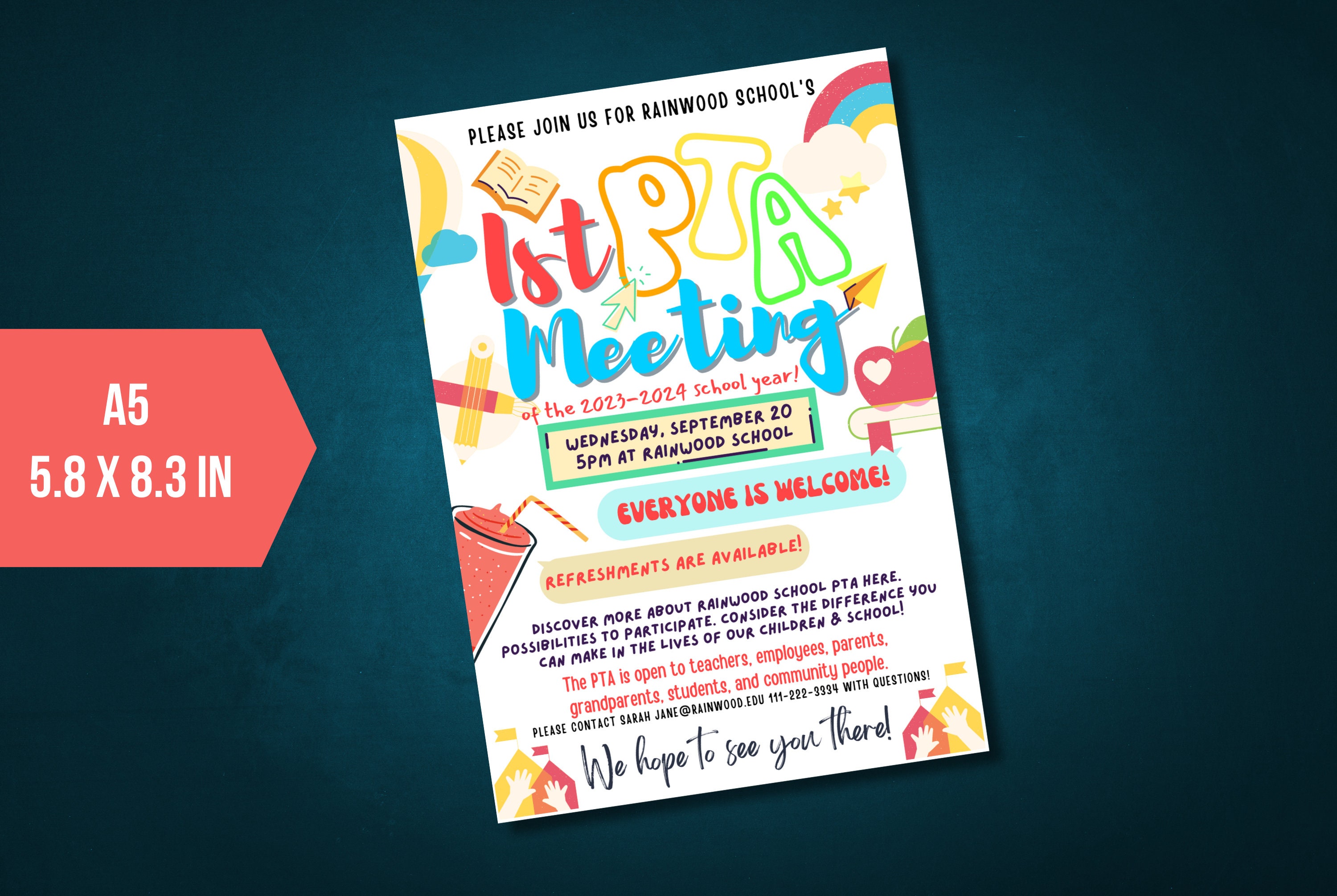 EDITABLE PTA Meeting Handout Flyer, School Information Meeting Flyer ...
