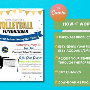 EDITABLE Volleyball Fundraiser Flyer Template, Charity Non Profit Event ...