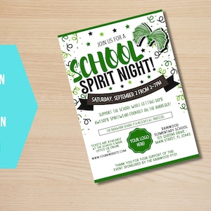 EDITABLE School Spirit Flyer Package, School Spirit Night Party, Spirt ...
