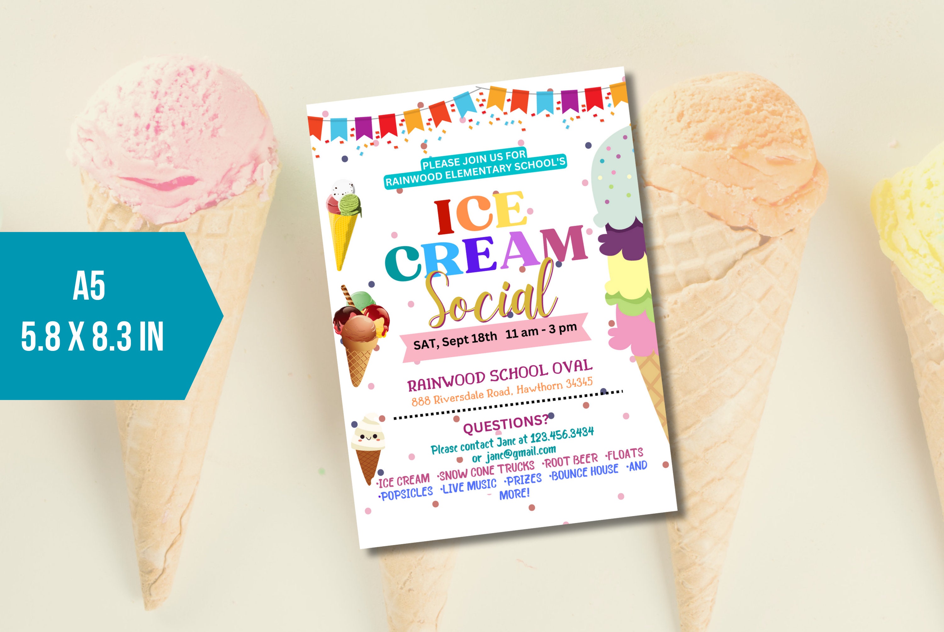 Ice Cream Flyer, Teacher Appreciation Week, Ice Cream Social Flyer ...