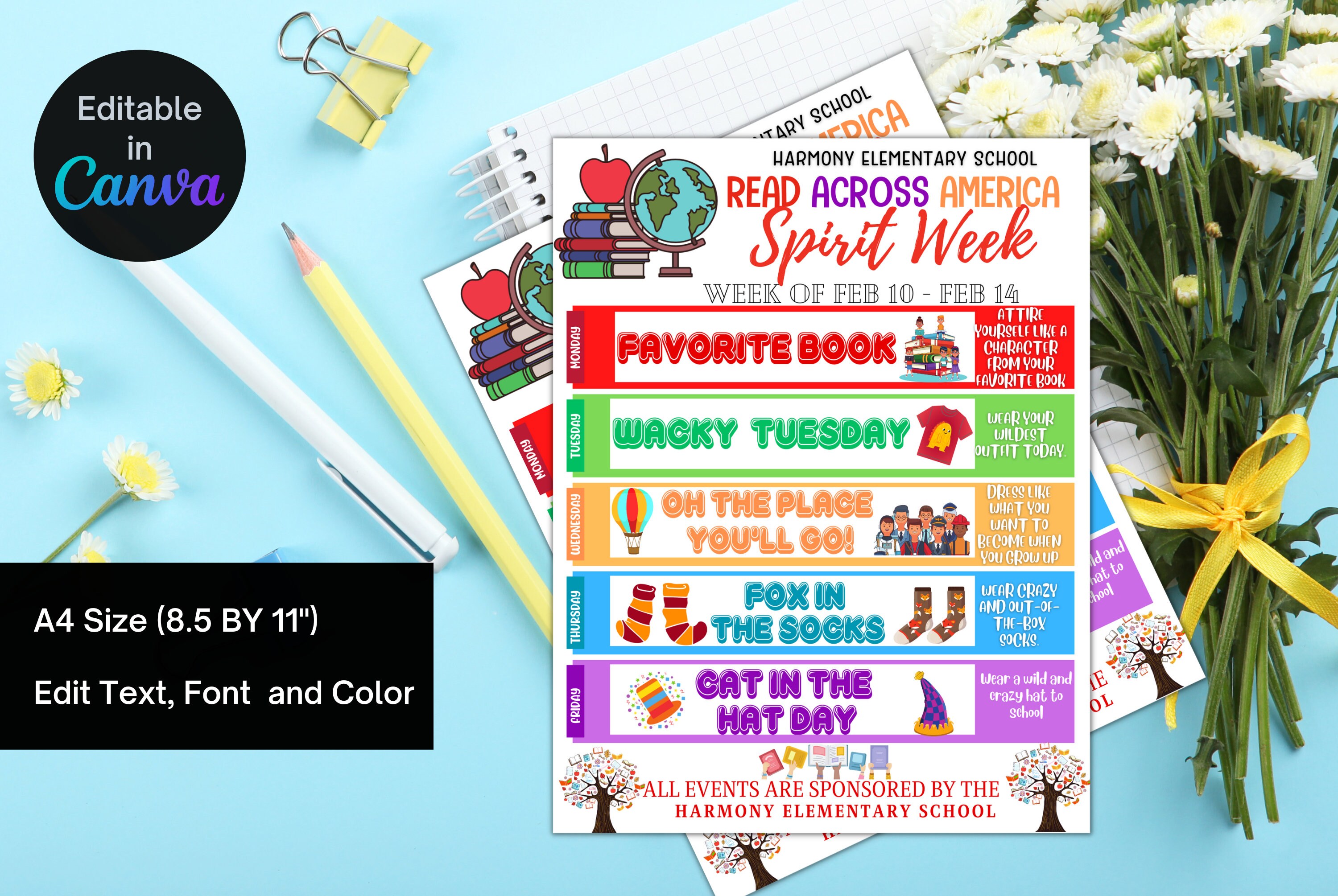 Reading Across America Spirit Week Template School Spirit - Etsy