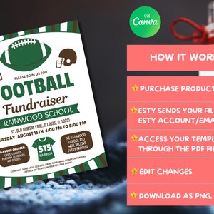 EDITABLE Football Fundraiser Flyer Template, Charity Non Profit Event ...