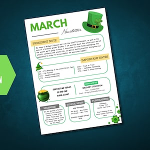 EDITABLE March Newsletter Template, Classroom Printable Handout Flyer ...