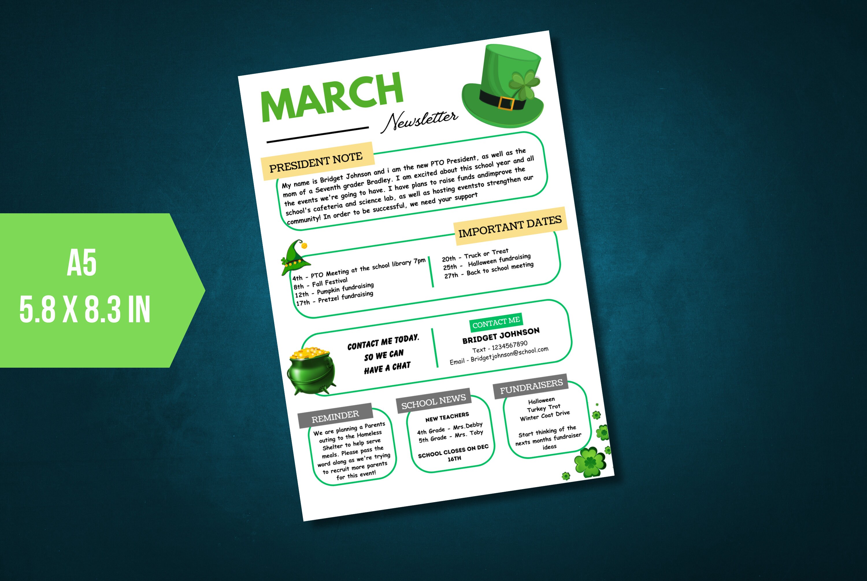 EDITABLE March Newsletter Template Classroom Printable - Etsy