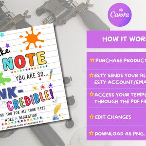 EDITABLE Thank You Gift Tags, Take Note You Are Ink-credible, Teacher ...