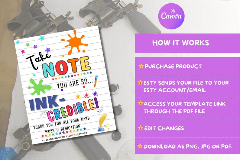 EDITABLE Thank You Gift Tags, Take Note You Are Ink-credible, Teacher ...